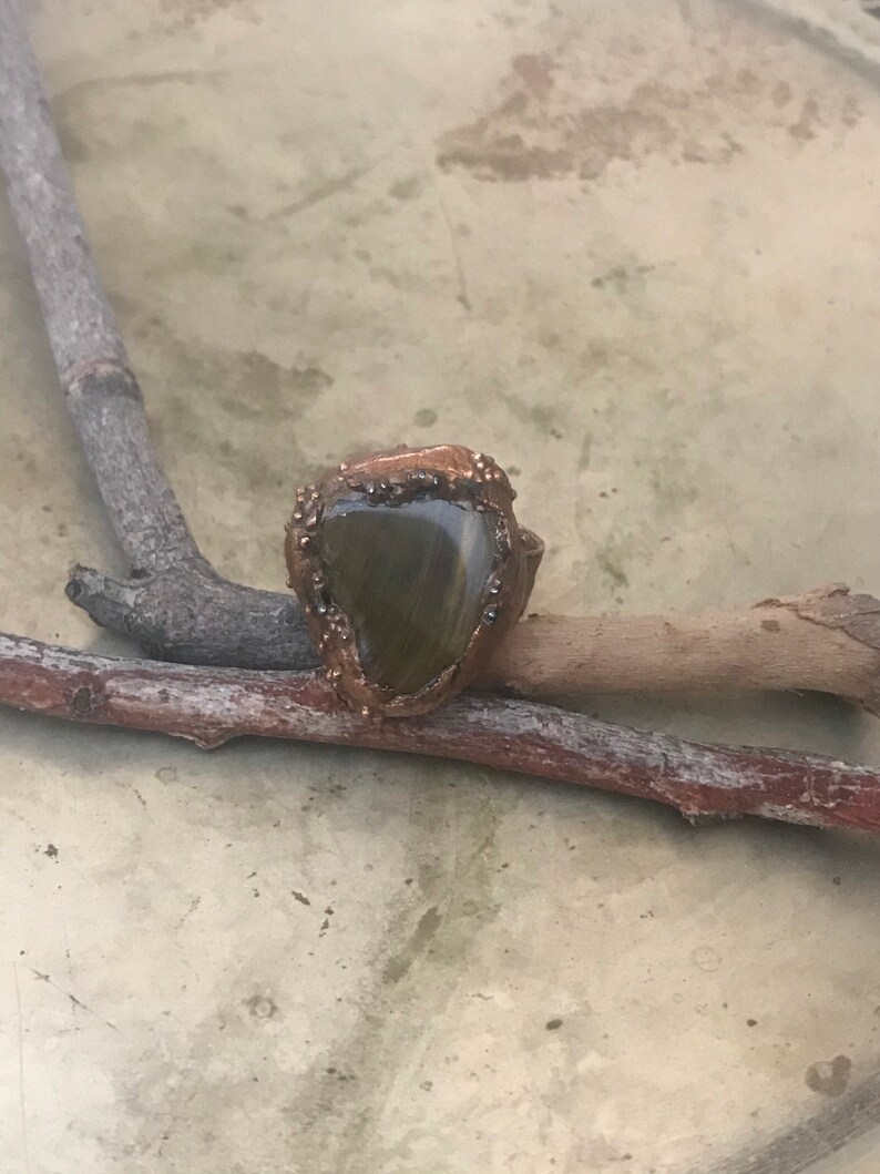 Tigers Eye Copper Ring Size 5 - Etsy