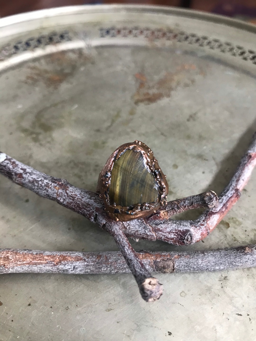 Tigers Eye Copper Ring Size 5 - Etsy