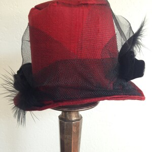 Elegant Red Mini Top Hat, Mad Hatter Mini Hat, Steampunk Fascinator ...