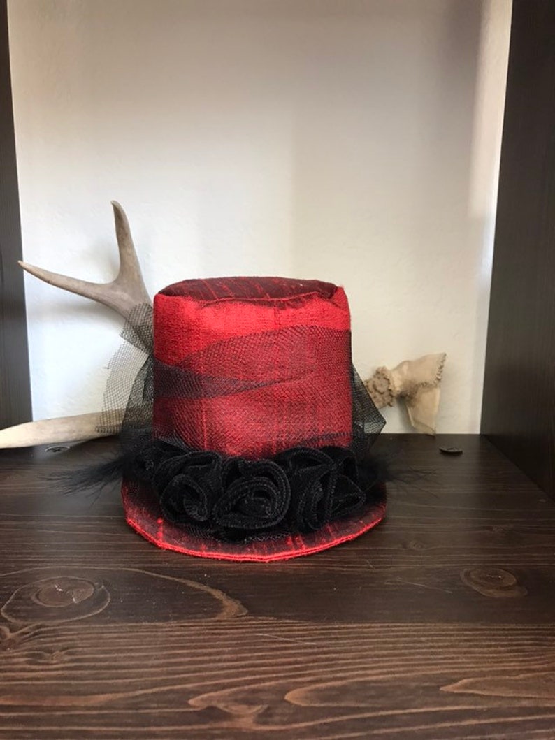 Elegant Red Mini Top Hat Mad Hatter Mini Hat Steampunk - Etsy