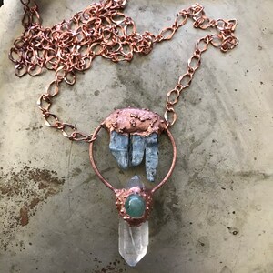 Quartz Crystal and Kyanite Copper Amulet Necklace - Etsy