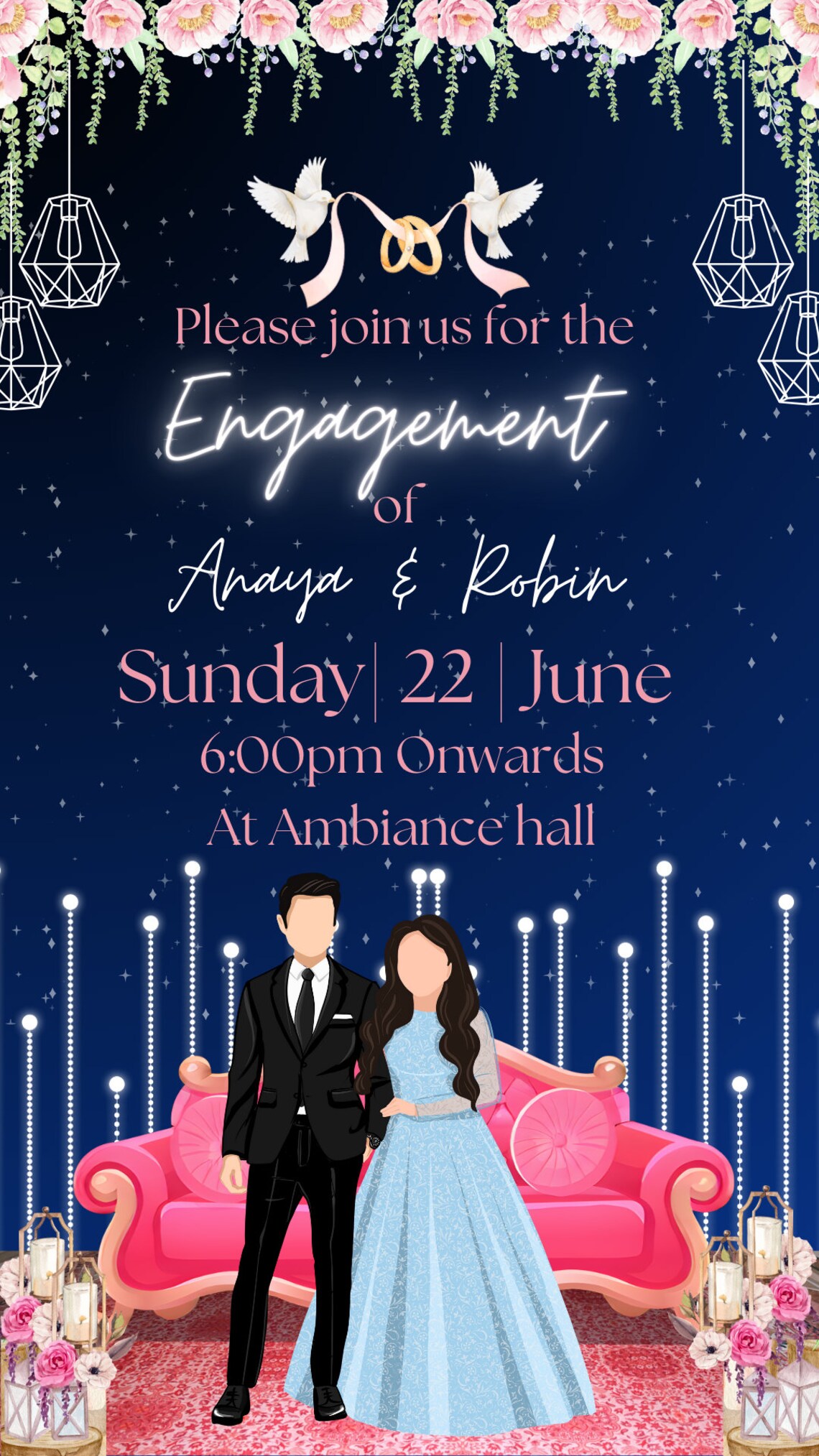 Engagement Invitation, Roka Invite, Indian Engagement Invitation Card ...