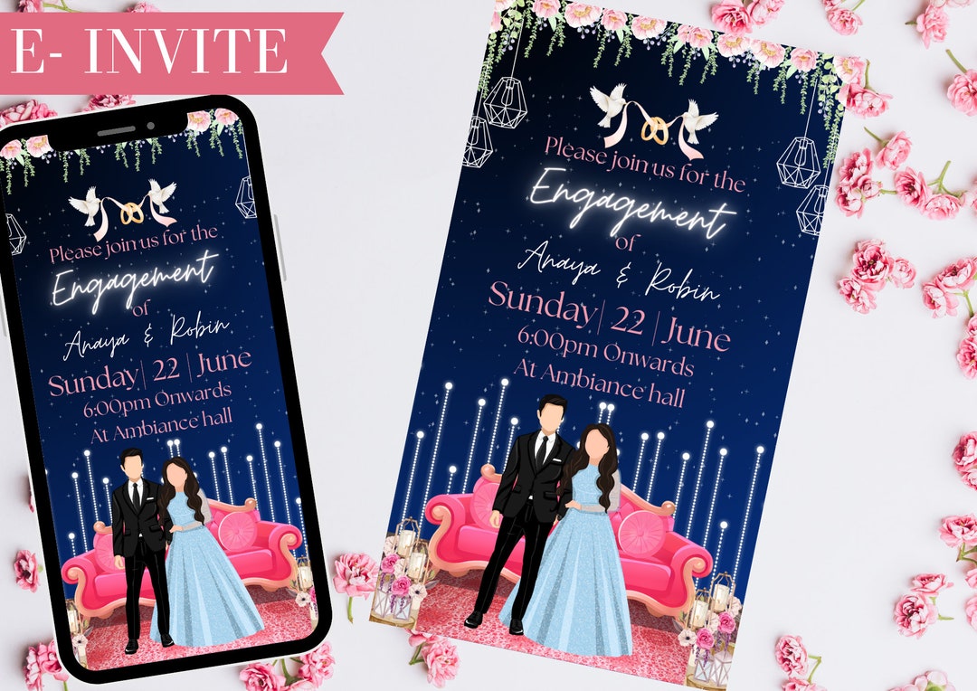 Engagement Invitation, Roka Invite, Indian Engagement Invitation Card ...