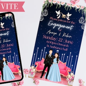 Engagement Invitation, Roka Invite, Indian Engagement Invitation Card ...