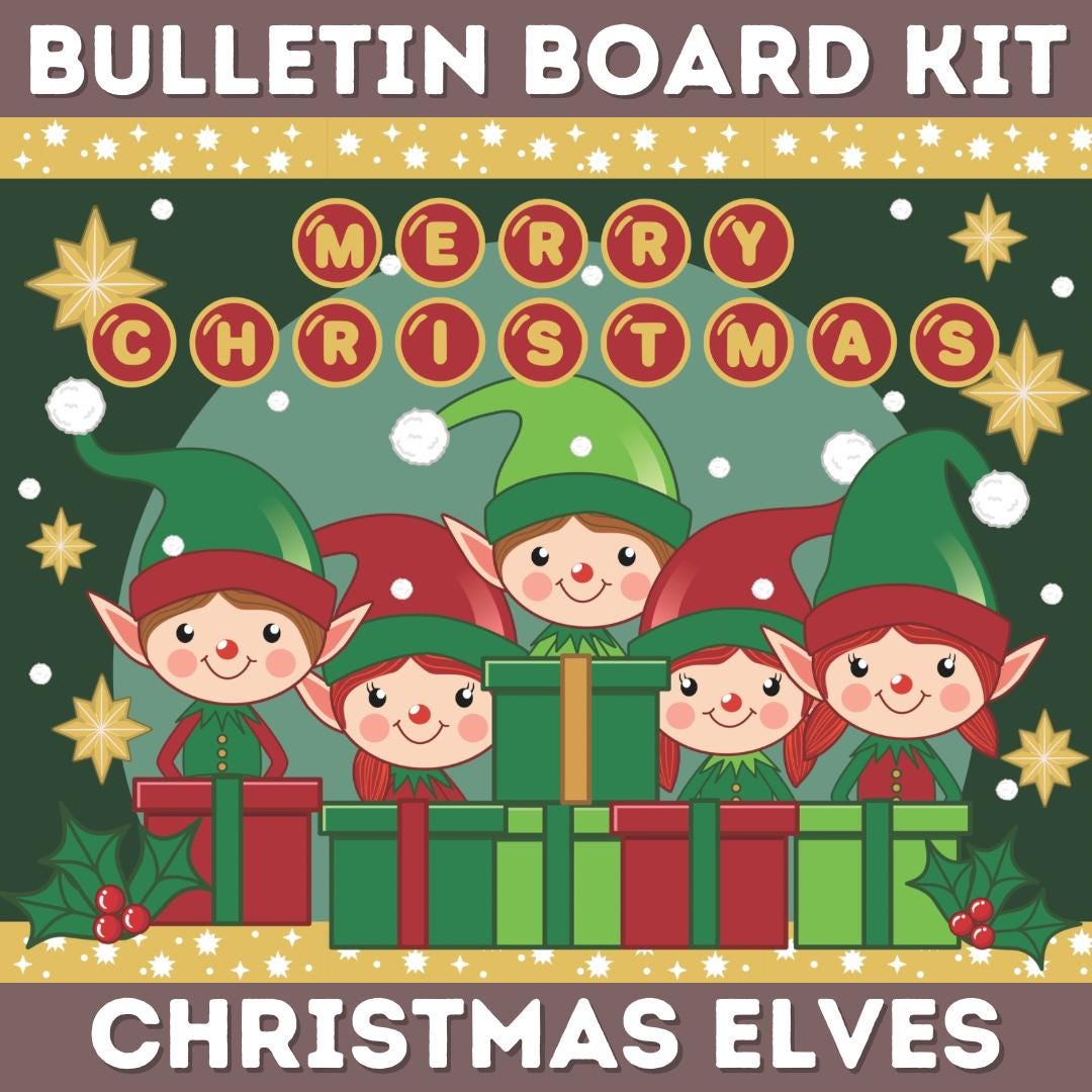 Christmas Elf Bulletin Board L Christmas Eve L December Decoration ...