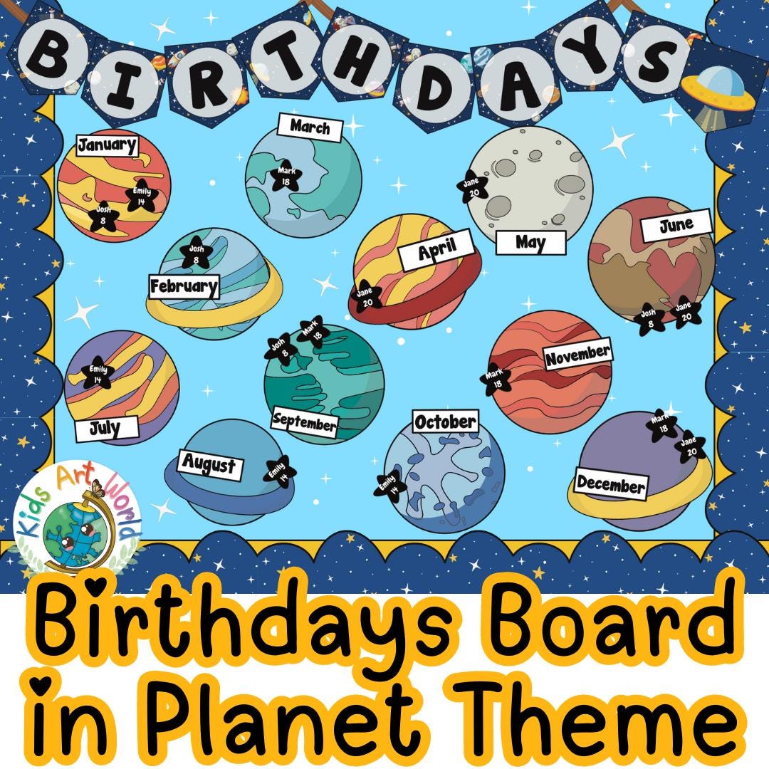 Outer Space Theme Birthday Display Bulletin Board | Classroom ...