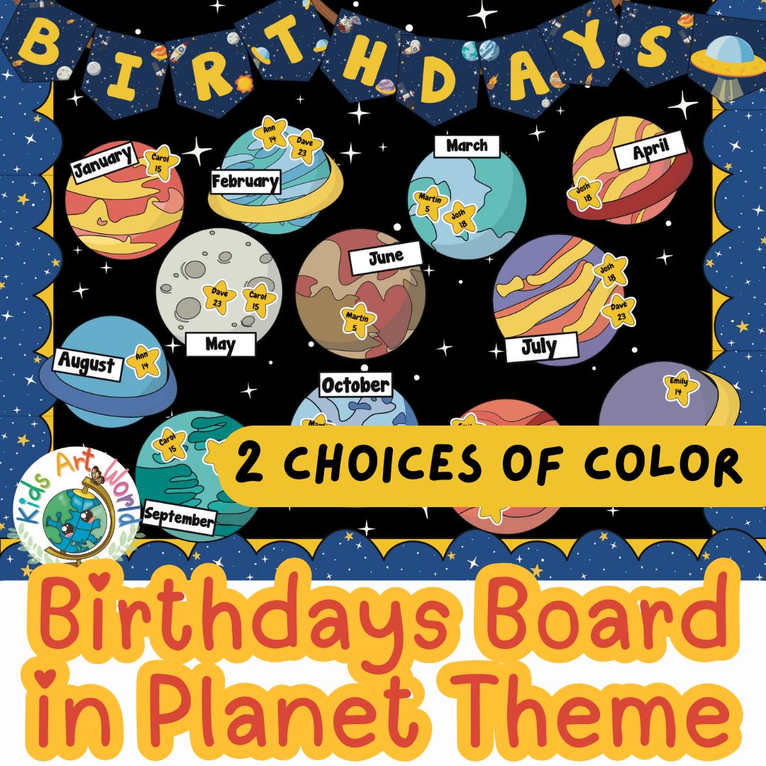 Outer Space Theme Birthday Display Bulletin Board | Classroom ...