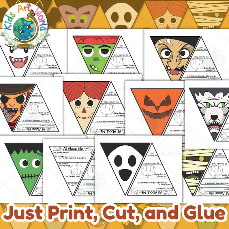 Halloween Activity All About Me Pennants Writing Activity Classroom ...