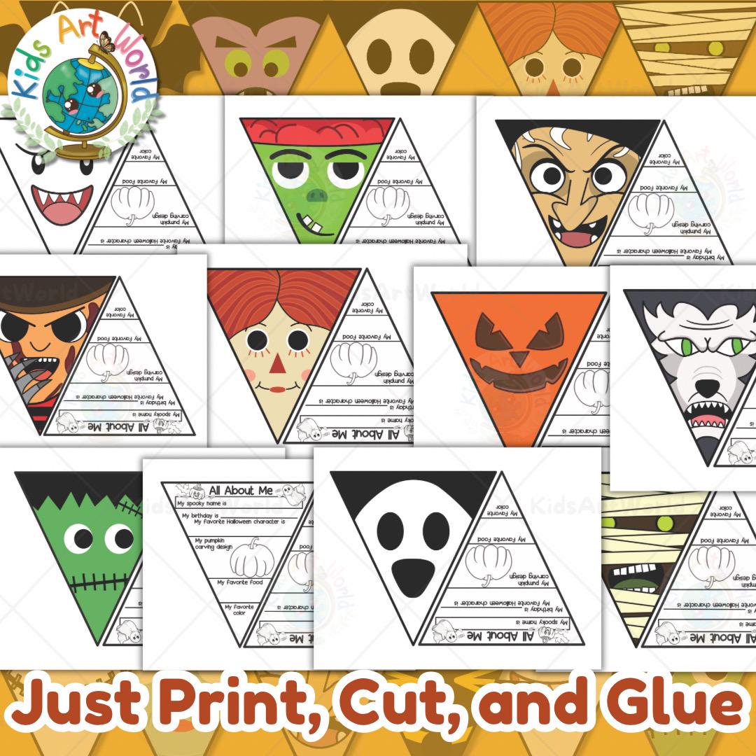 Halloween Activity All About Me Pennants Writing Activity Classroom ...