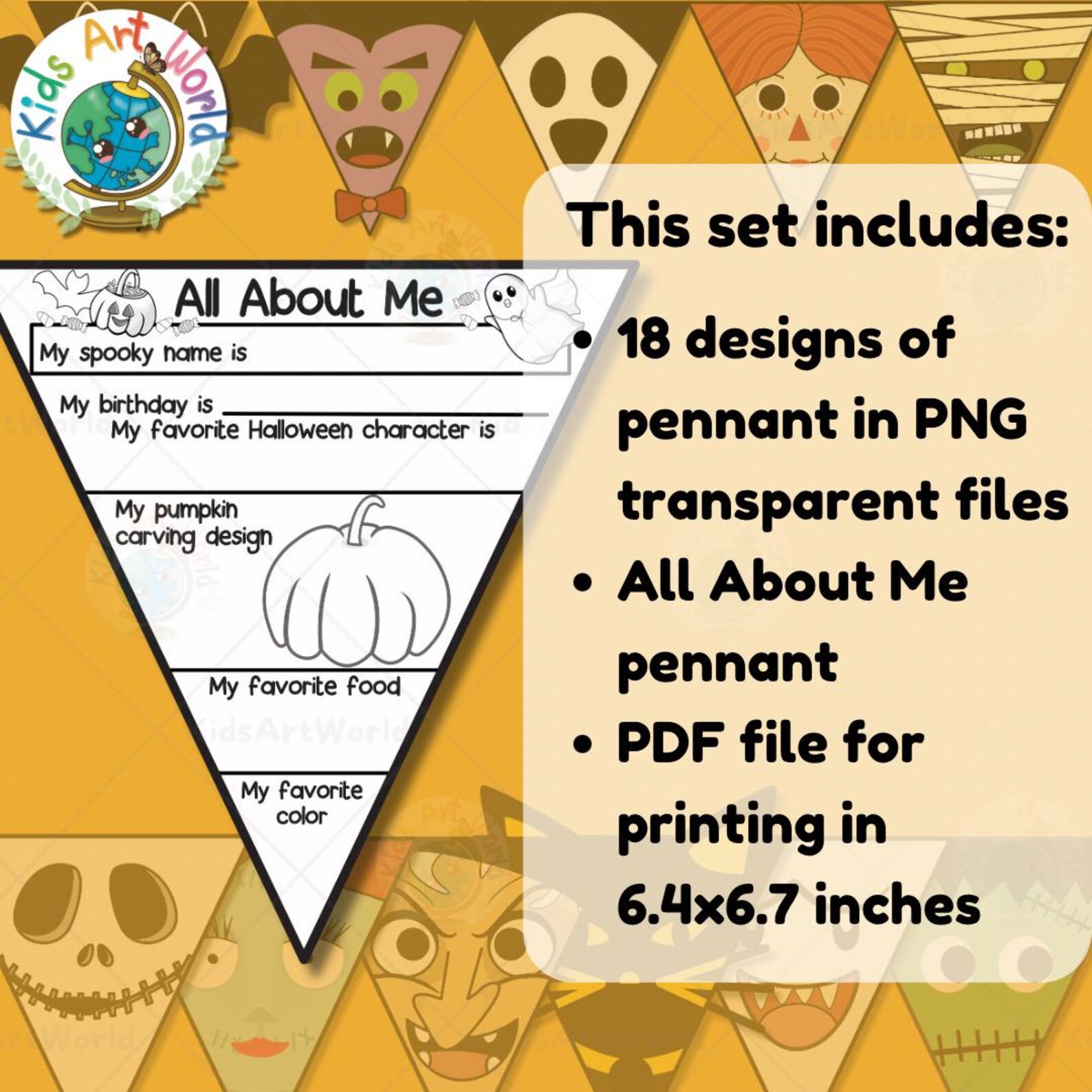 Halloween Activity All About Me Pennants Writing Activity Classroom ...