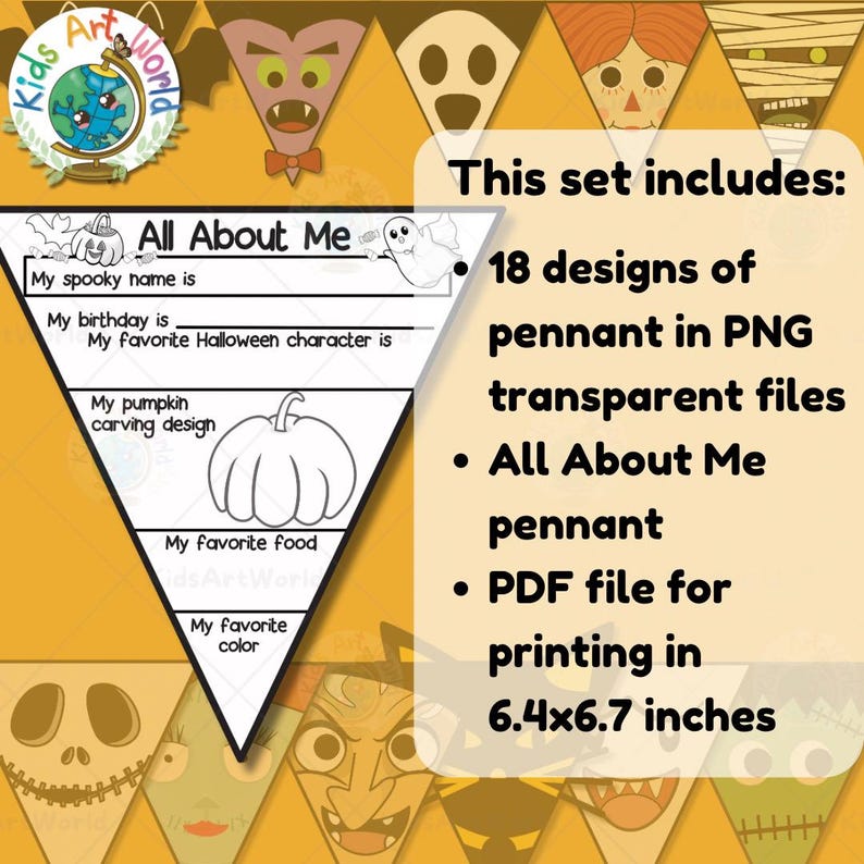 Halloween Activity All About Me Pennants Writing Activity Classroom ...