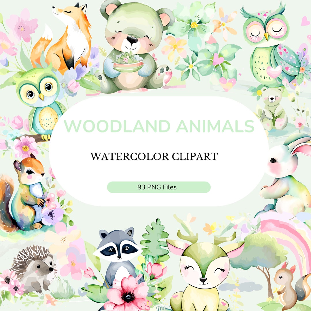 Watercolor PNG | Boho Watercolor Clipart | Cute Woodland Animals | Baby ...