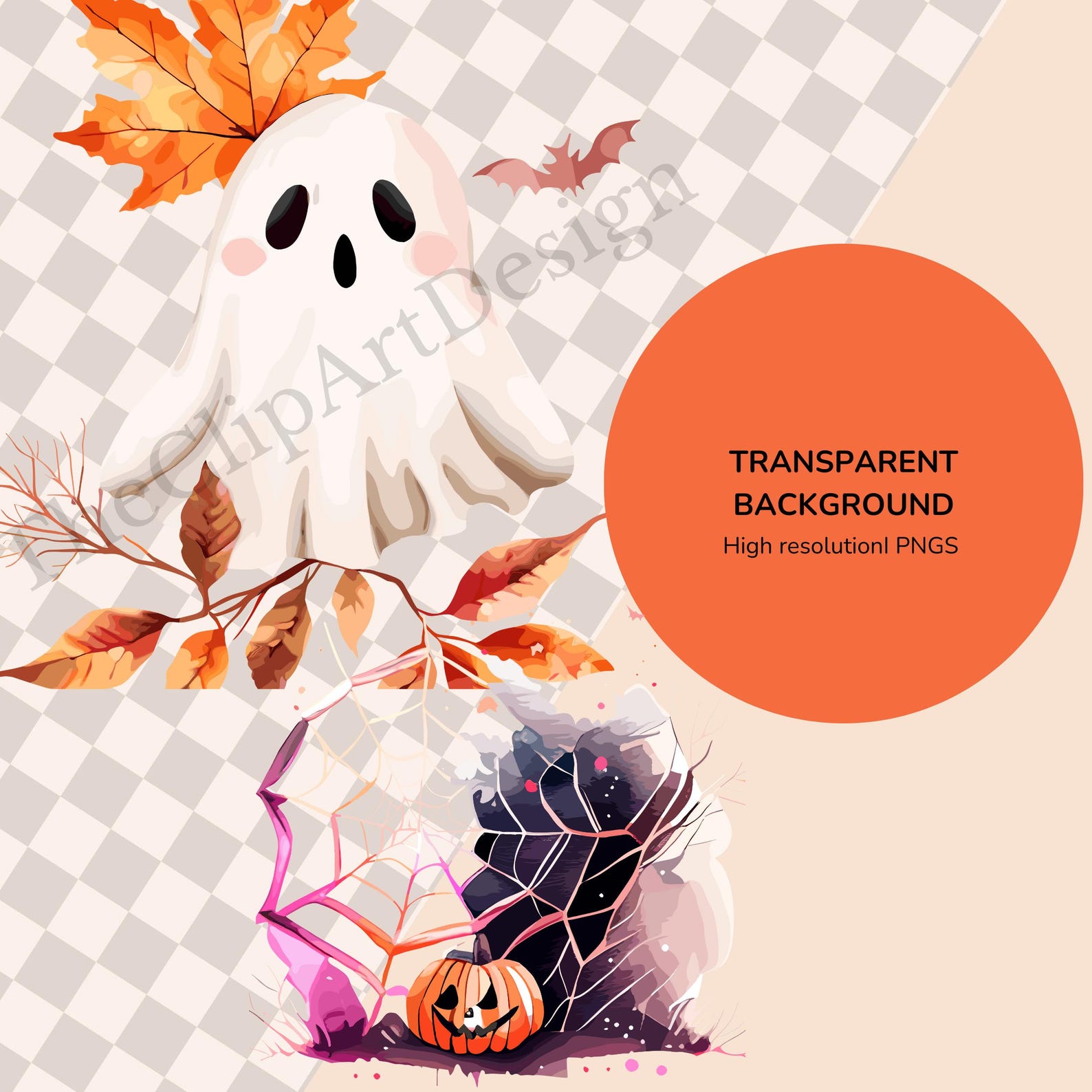 Halloween Themed Clipart | Pastel Halloween | Watercolor PNG ...