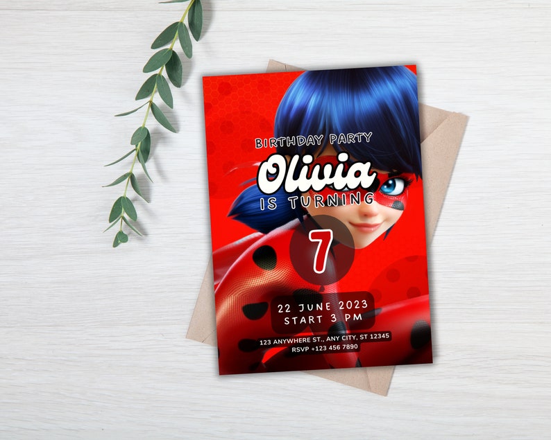 Editable Miraculous Ladybug and Cat Noir Birthday Invitation Miraculous ...