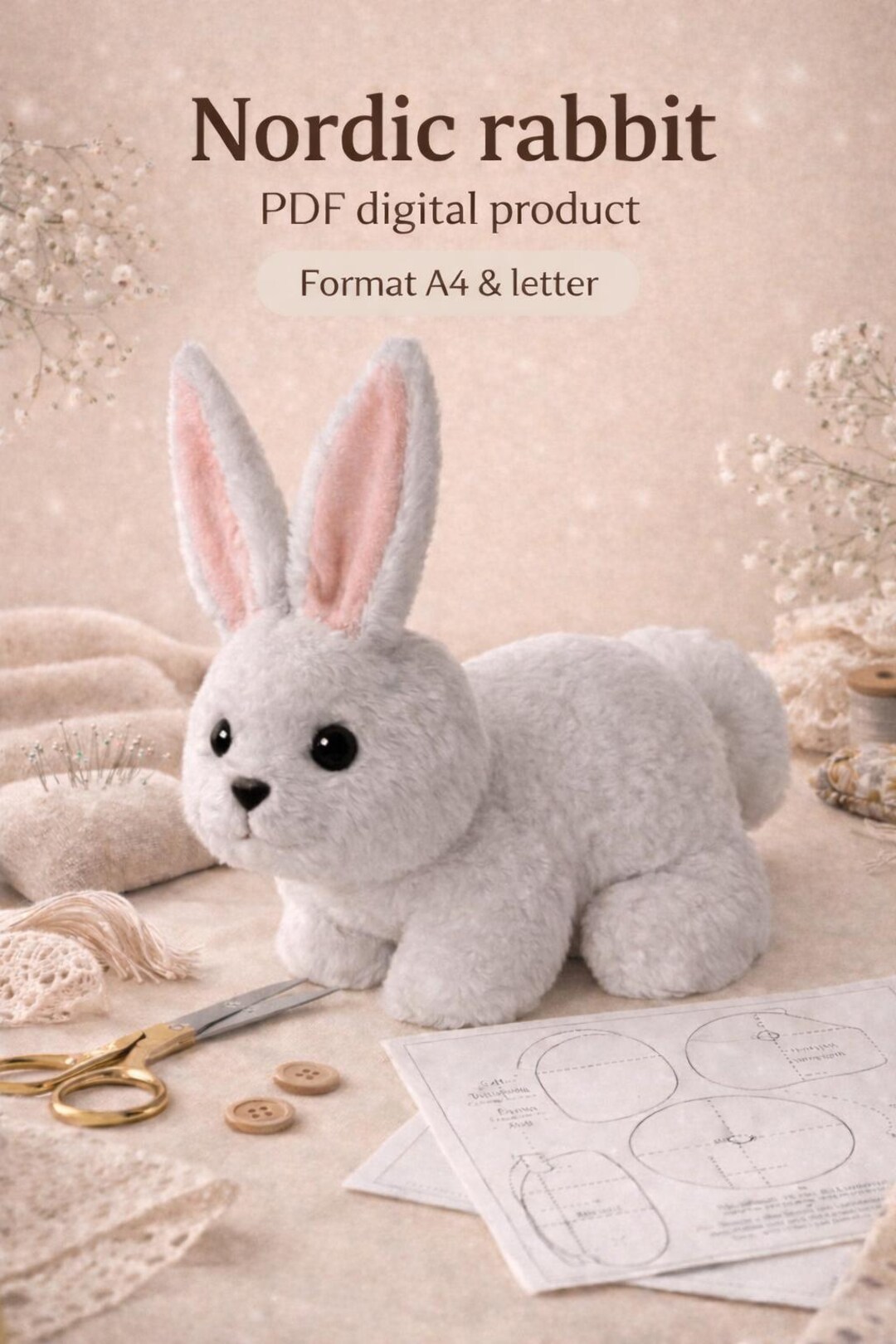 Nordic Rabbit Sewing Pattern | Plush Bunny PDF - Etsy
