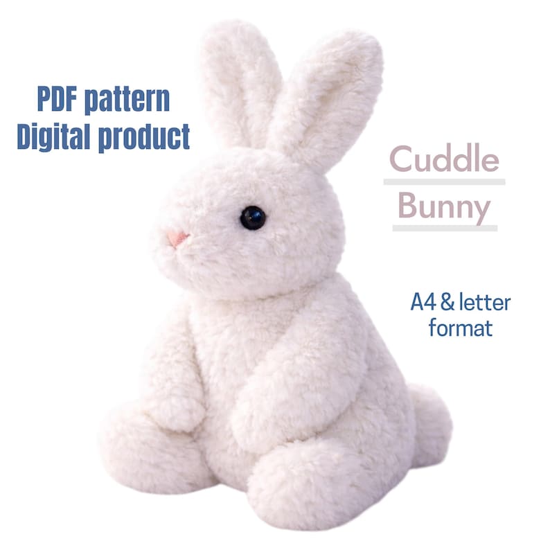 Cuddle Bunny Sewing Pattern | Plush Toy DIY (PDF Download, A4/US Letter ...