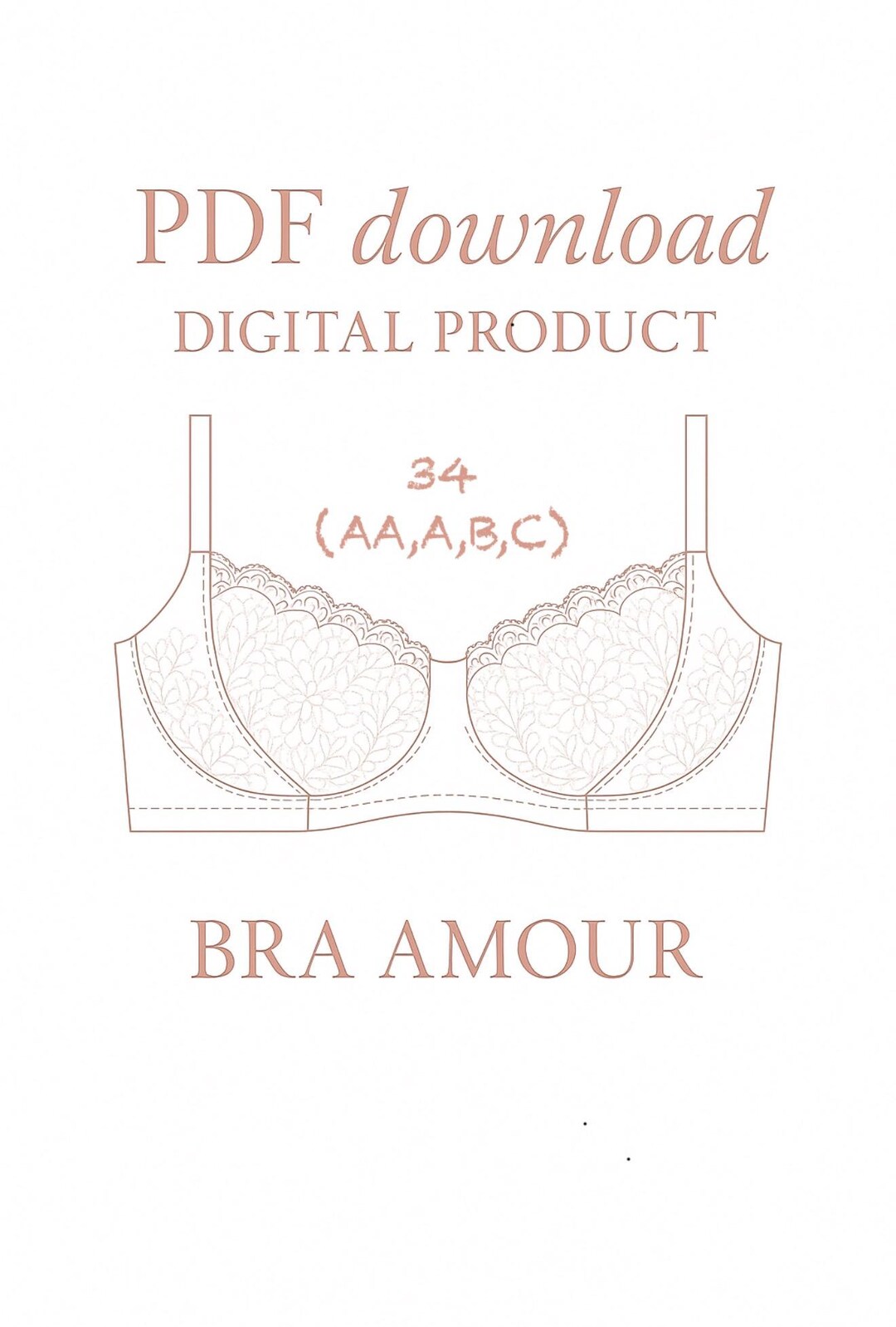 Bra Amour Lace Bra Sewing Pattern | Sizes 34AA-34C (digital Download ...