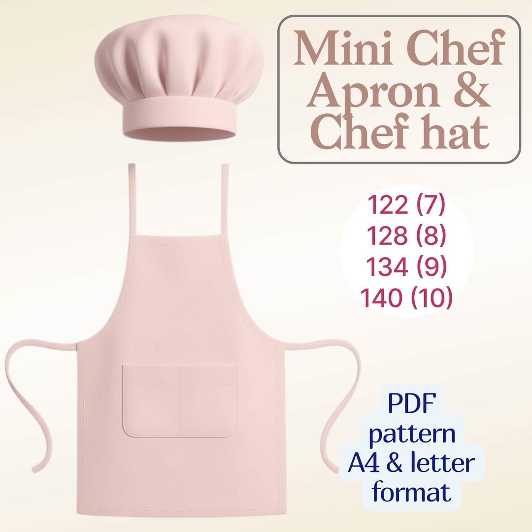 Kids Chef Set Sewing Pattern • Apron + Hat (PDF Pattern) - Etsy
