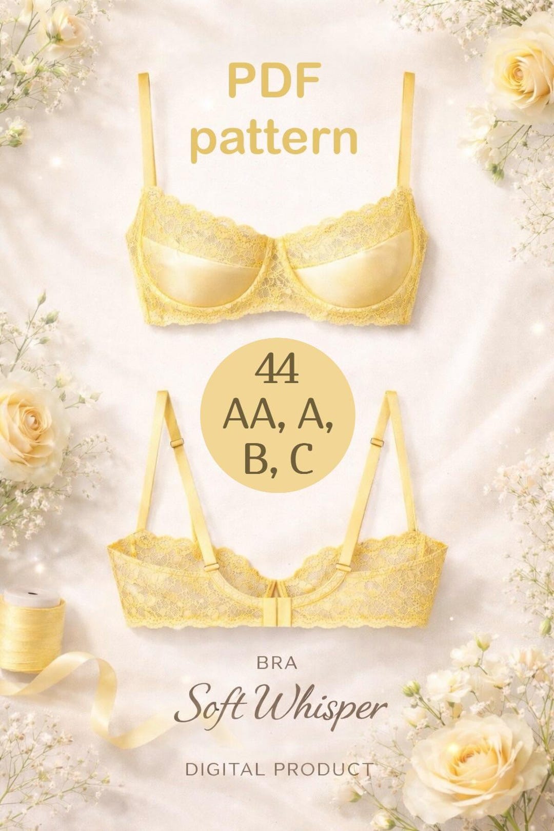 Soft Whisper Underwire Bra Sewing Pattern: Size 44 (AA-C) (printable ...