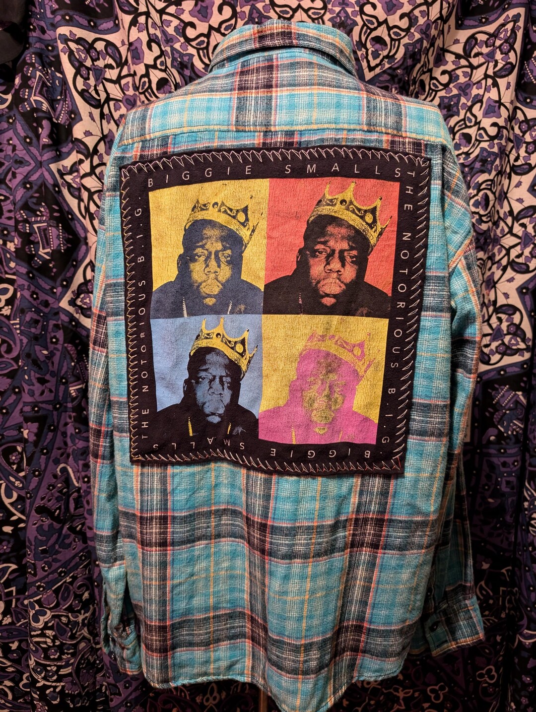 Custom Notorious BIG / Biggie Smalls Flannel: Upcycled, Hand-stitched ...