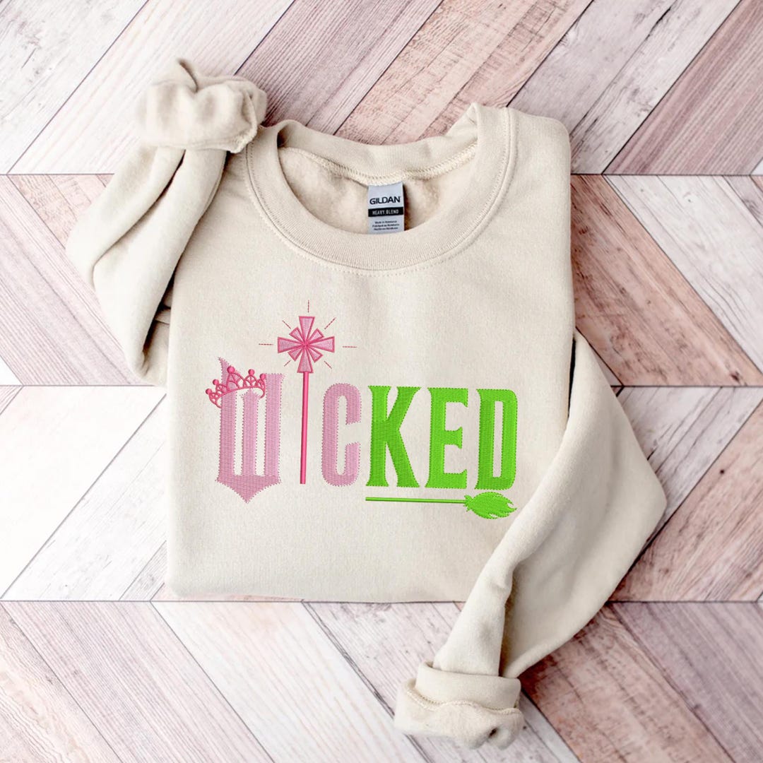 Wicked Embroidery Sweatshirt, Elphaba Glinda Embroidered Sweatshirt ...