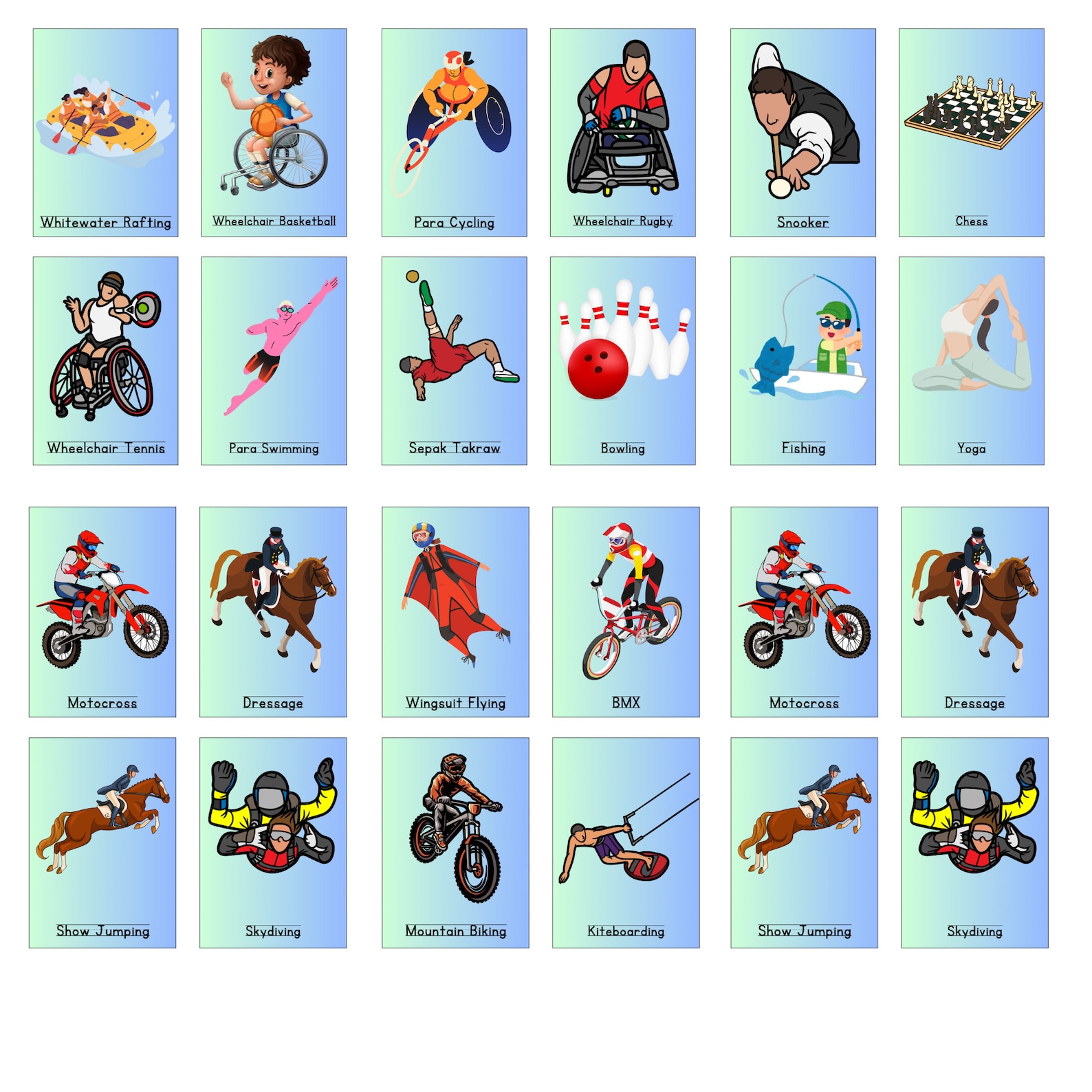 Sports Flash Cards, Preschool Flashcards, Printable Montessori Cards ...