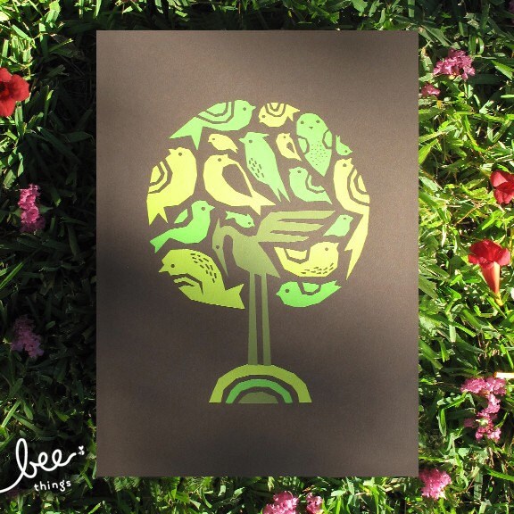 Bird Tree Limited Edition Print Chocolate - Etsy