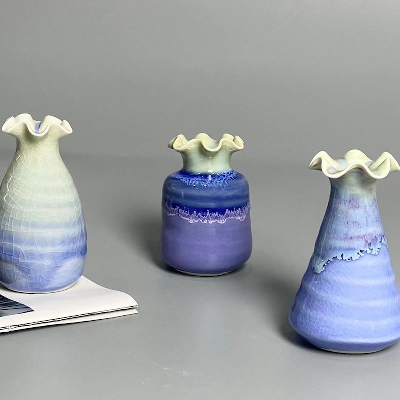 Miniature Ceramic Vase and Flowers - Etsy