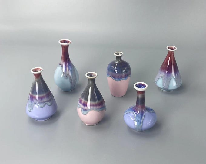 Cute Mini Ceramic Vase Table Decor Gift for Her, Blue Handmade Mommy ...