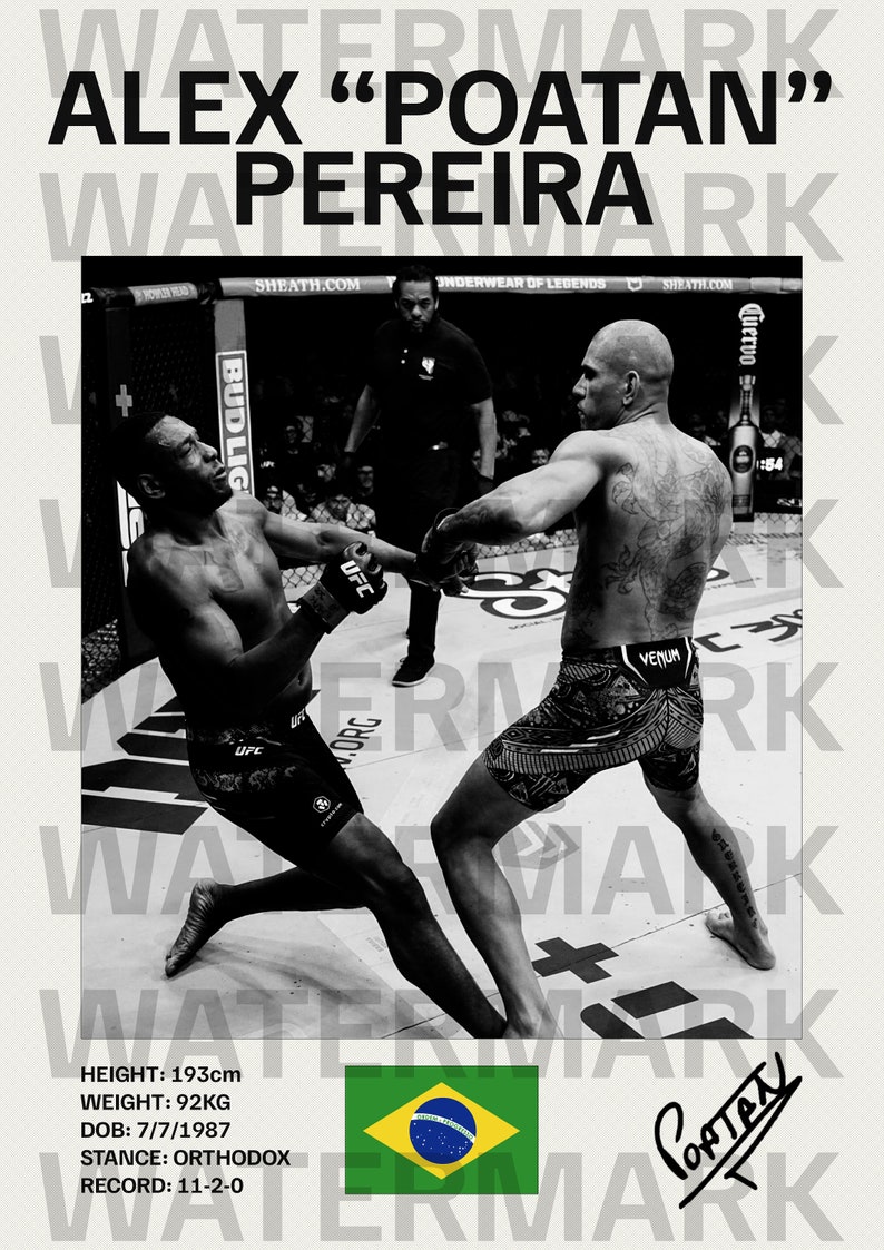 Alex Pereira Poster, UFC Poster, Poster Ideas, Fighter Poster, Athlete ...