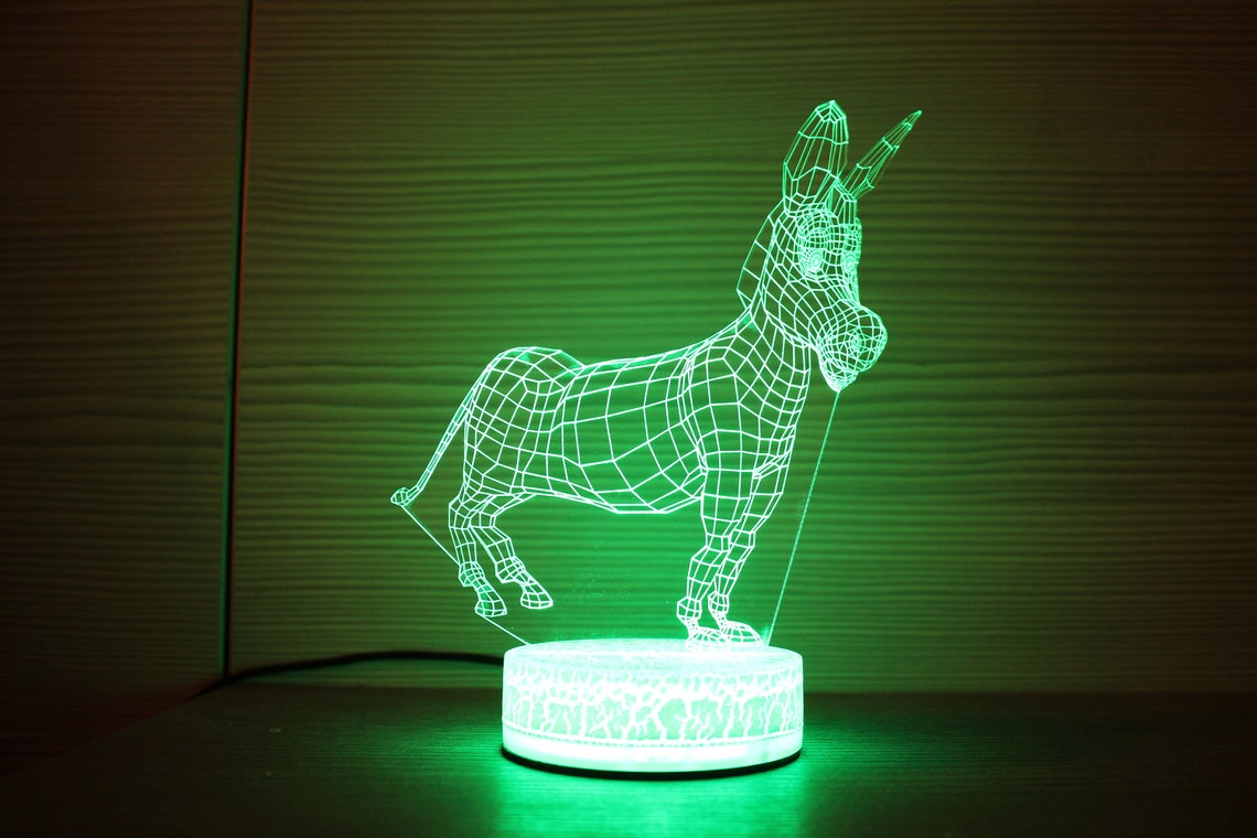 Donkey Shrek Donkey Costume Donkey Tail 3D Night Lamp Night Light ...