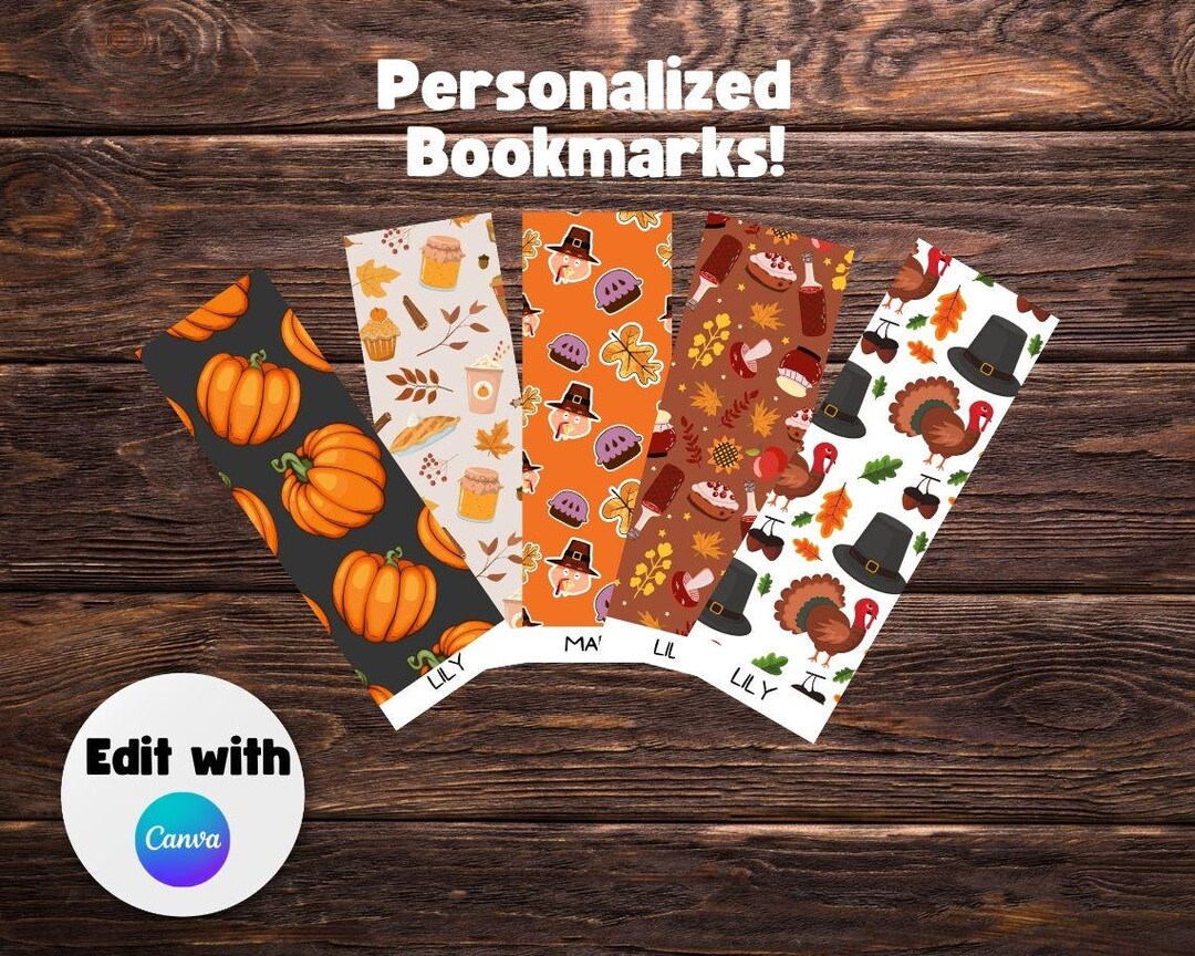 DIY Thanksgiving Bookmarks - Editable Canva Template| Personalize With ...