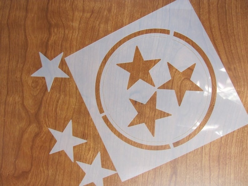 L1052 Tennessee Tri Star 3 Inch Circle Inner Cut Mylar Stencil Airbrush ...