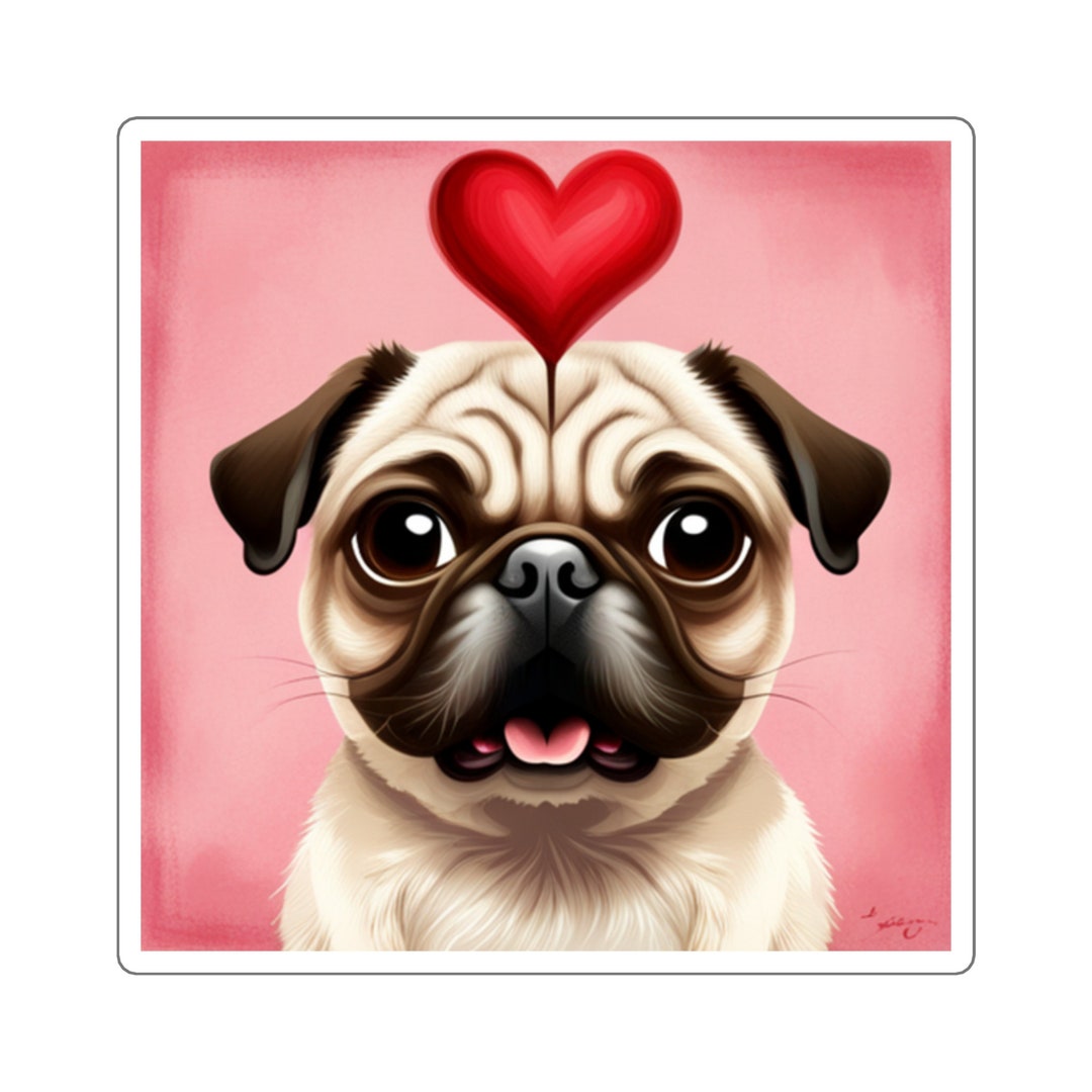 Valentine Pug Vinyl Indoors Only Square Stickers - Etsy