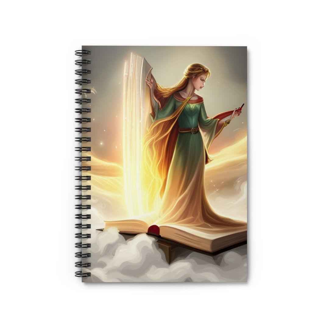 Girl on Book Heaven Front Cover Printed Spiral Notebook - Ruled Line - Etsy