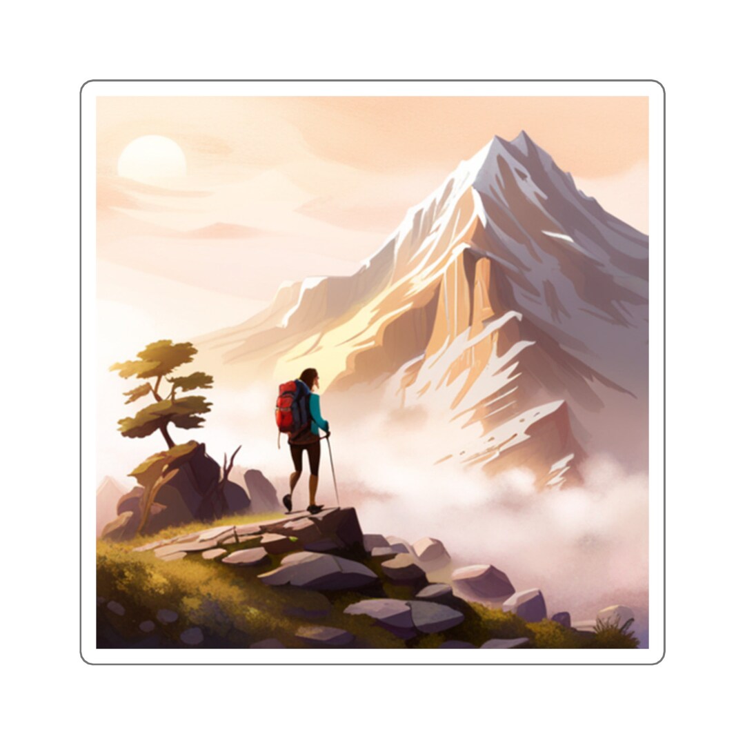 Hiker Overview Indoors Only Glossy Square Stickers - Etsy