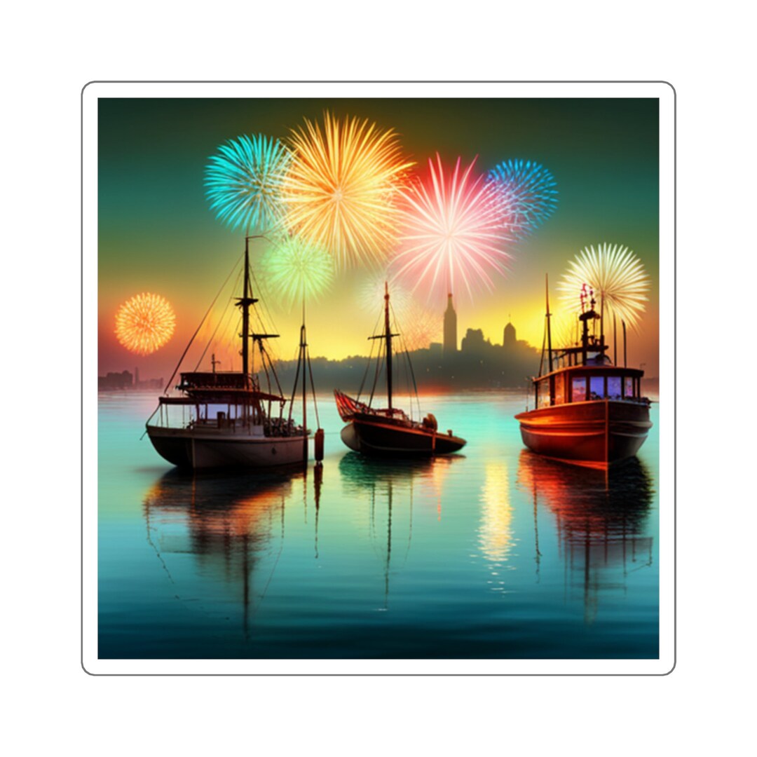 Harbor Night Indoors Only Glossy Square Stickers - Etsy