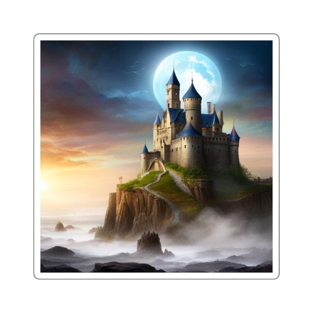 Blue Moon Castle Mist Indoors Only Glossy Square Stickers - Etsy