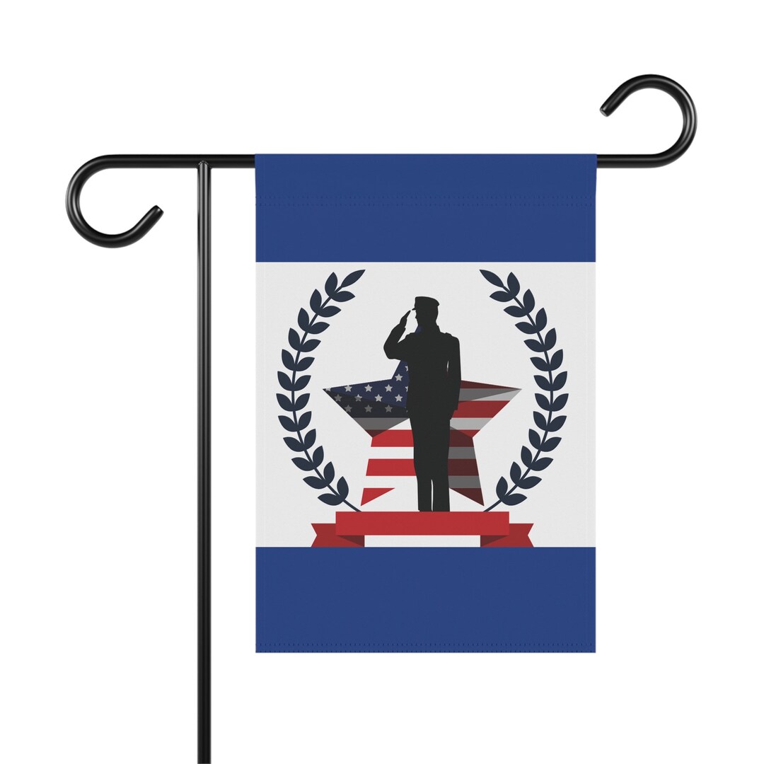 Military Flag Wreath Blue Background 2 Sizes No Pole Garden & House ...
