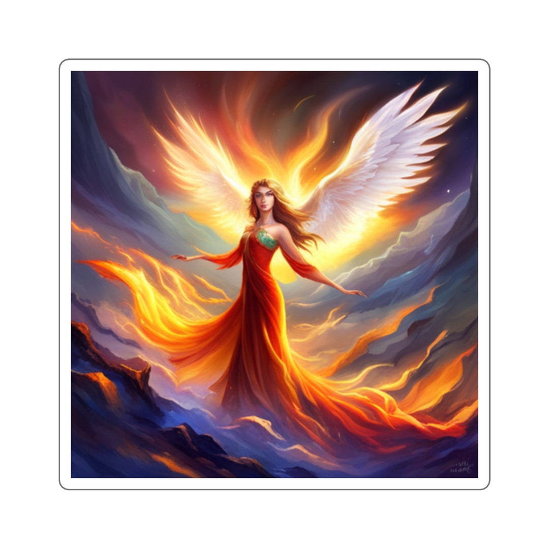Angel in Orange Indoors Only Glossy Square Stickers - Etsy