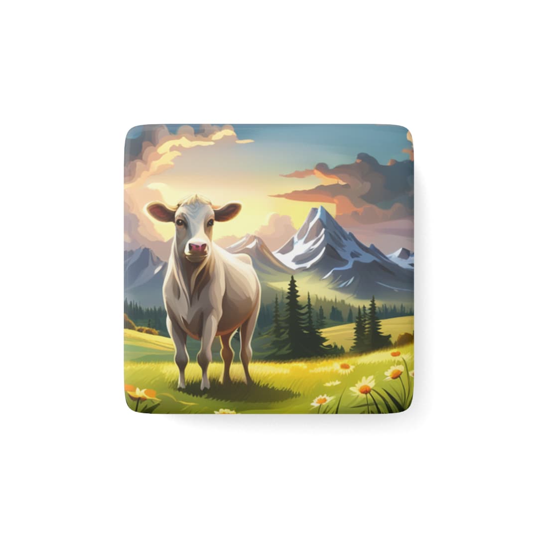 Farm Life Cow Glossy Strong Porcelain Magnet, Square - Etsy