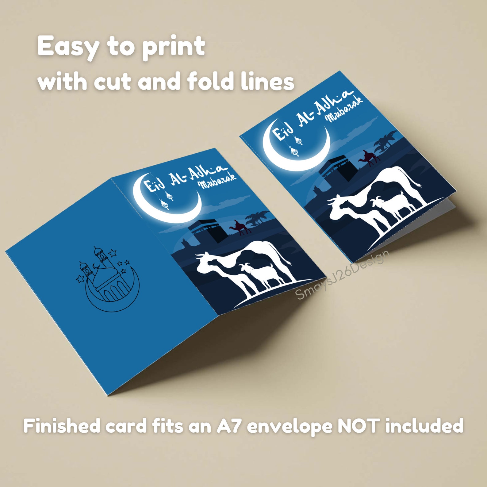 Eid Al Adha Mubarak, Happy Eid Ul Adha Greeting Card, Instant Download ...