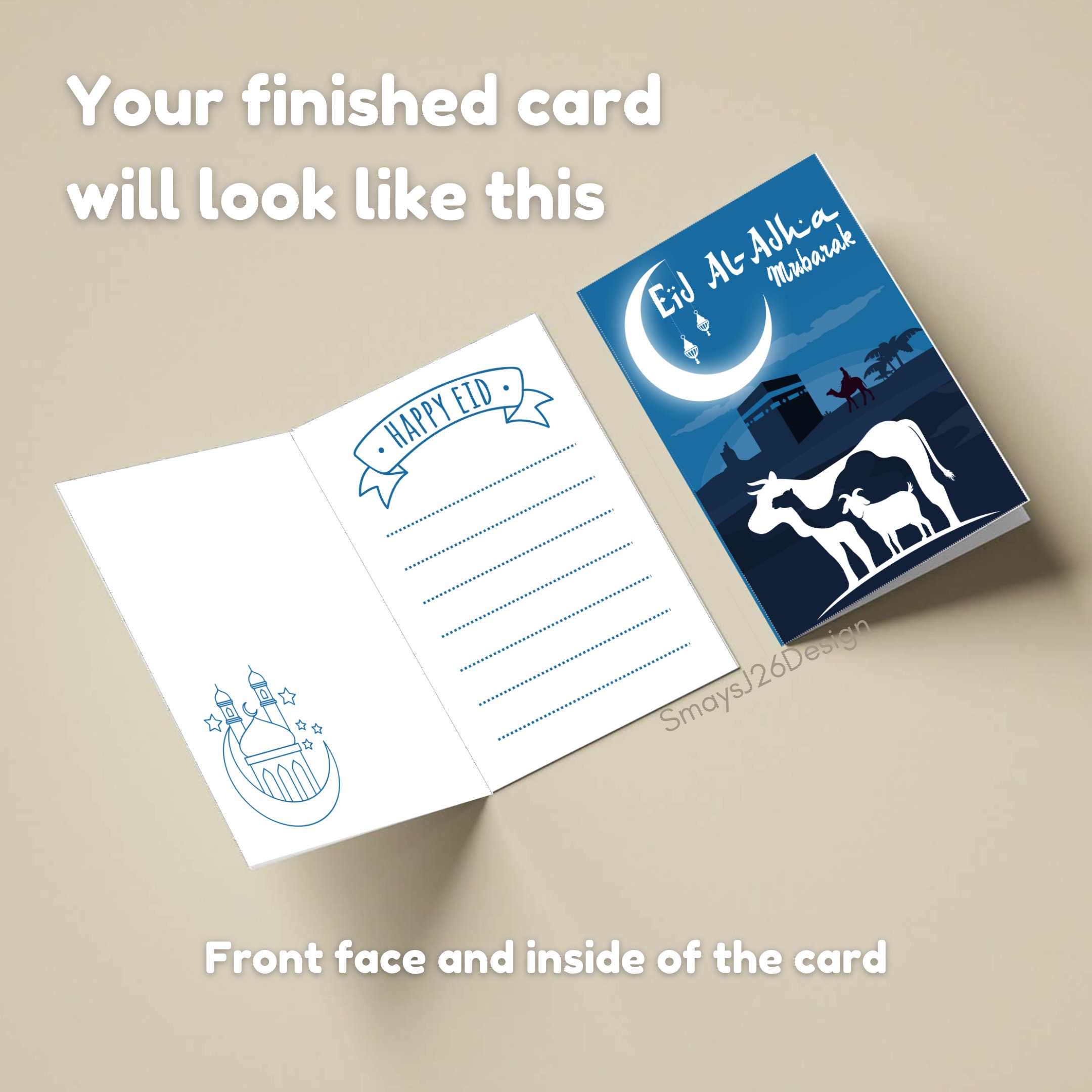 Eid Al Adha Mubarak, Happy Eid Ul Adha Greeting Card, Instant Download ...