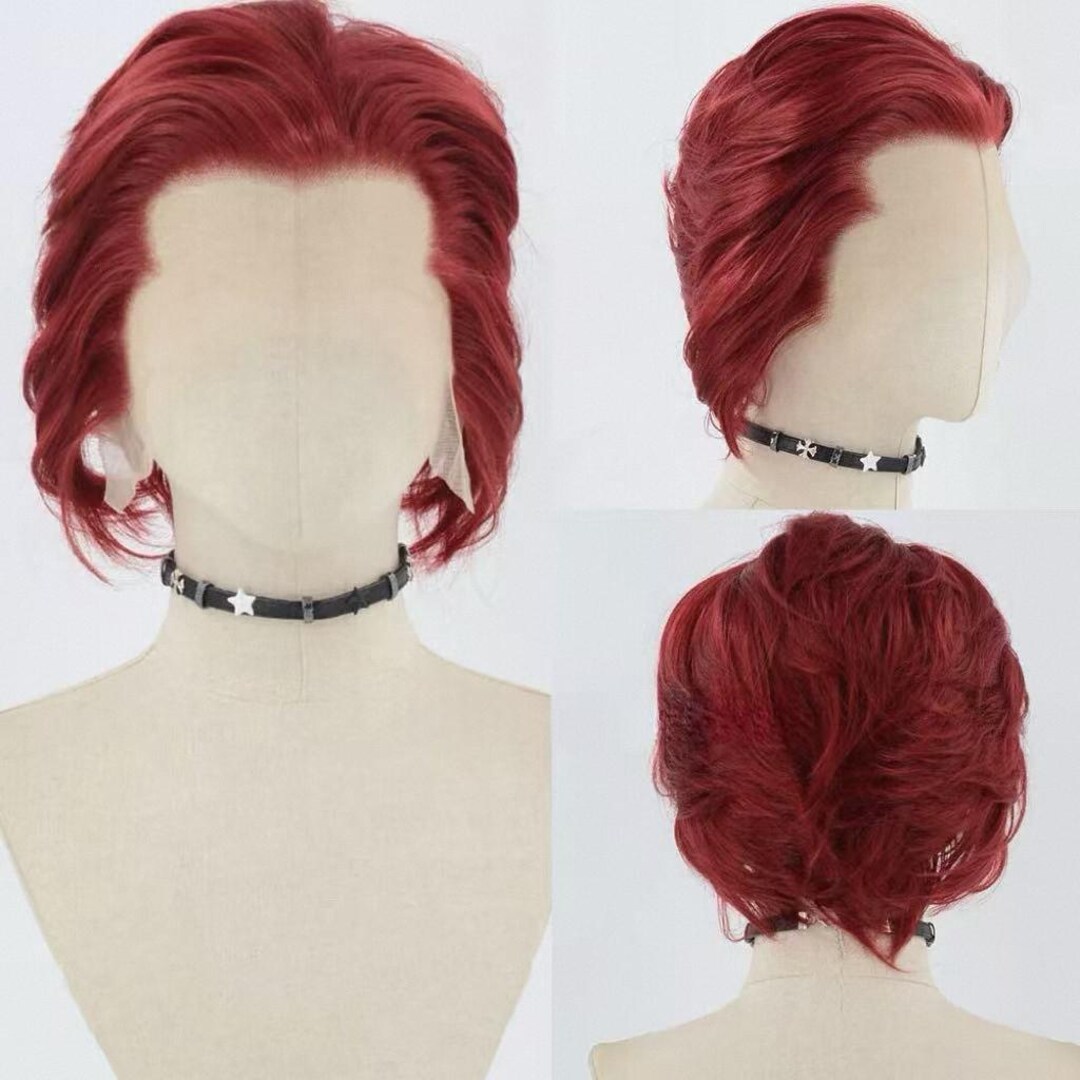 Short Heart-shaped Forehead Lace Natural Wig, Unisex Layered Straight ...