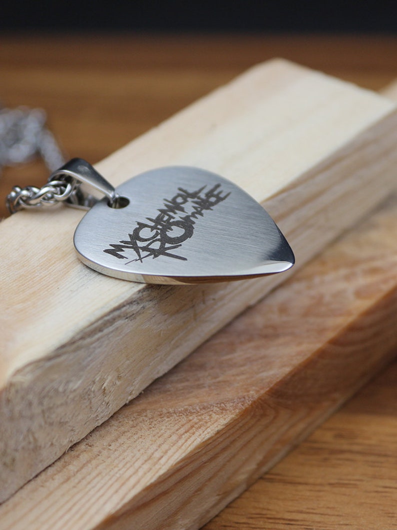 Custom My Chemical Romance Rock Engraved Metal Guitar Pick Pendant Hand ...