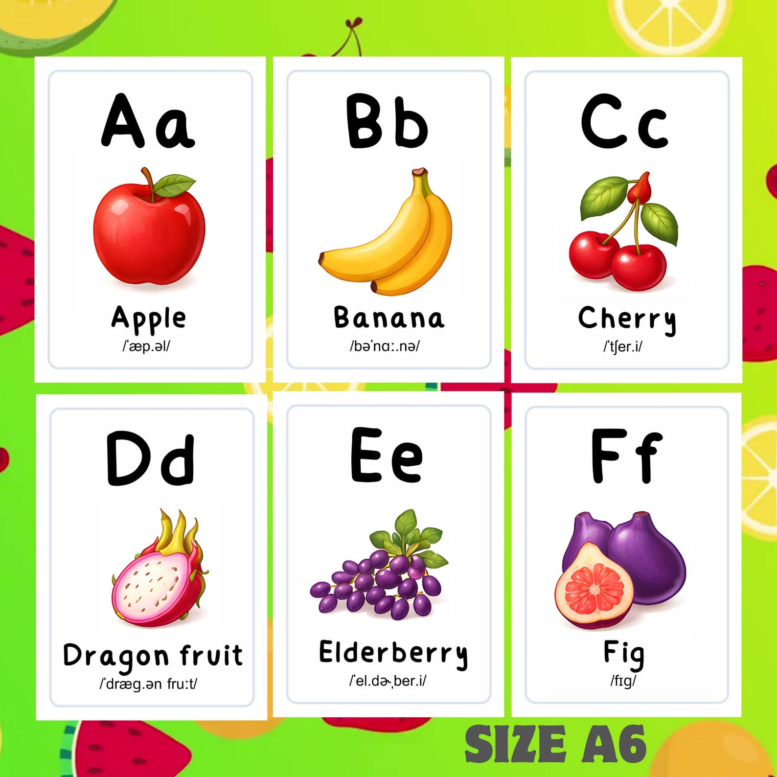 Fruit Alphabet Flashcards A-Z With Pronunciation, Questions & MP3 Song ...