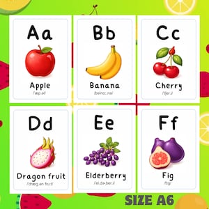 Fruit Alphabet Flashcards A-Z With Pronunciation, Questions & MP3 Song ...