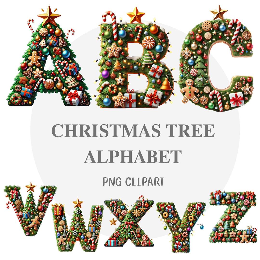 Christmas Tree Alphabet PNG, Xmas Letters Clipart (digital Download) - Etsy