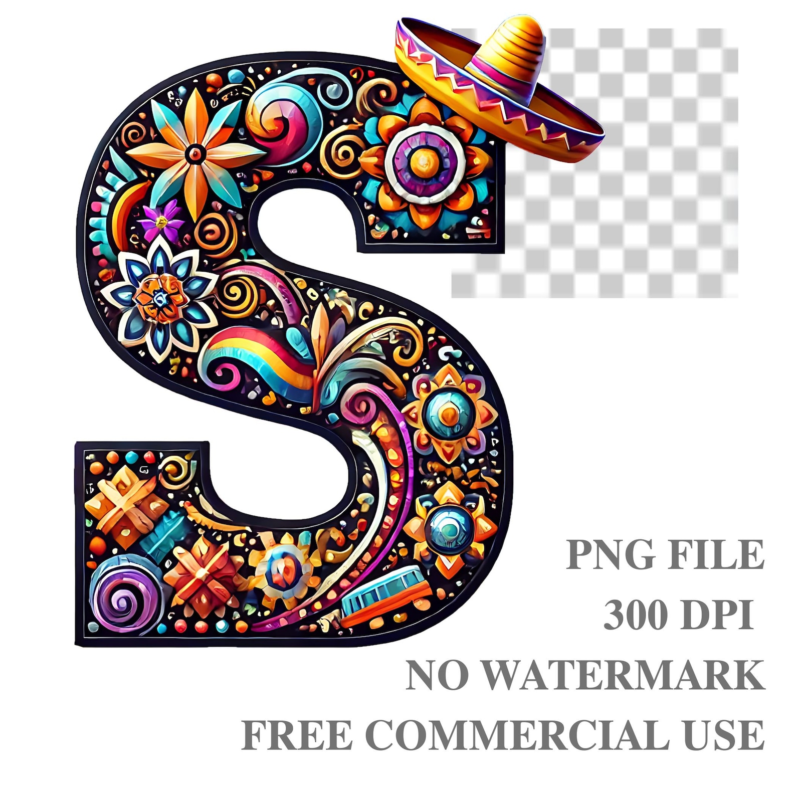 Mexican Alphabet, Folk Art Letters, Vibrant Clipart, Traditional ...