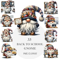 School Gnome Clipart,back to School Clipart PNG Bundle,graduation ...